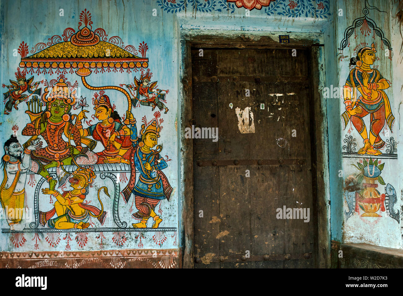 5-Jul-2007-Ram Sita & Hanuman in traditional wall painting outside ...