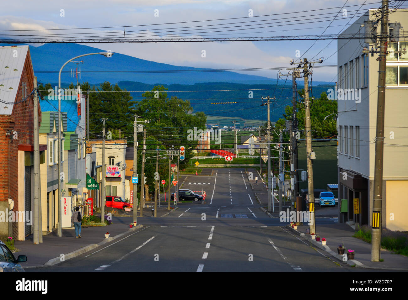 Furano, Japan - Jun 30, 2019. Street at the countryside of Furano ...
