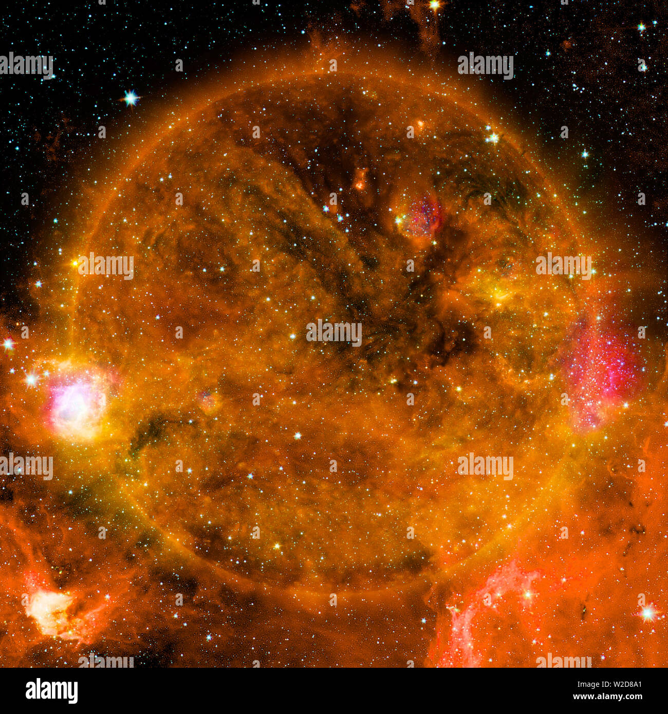 Extremely hot star. Flaring of Sun. Beauty of endless universe ...