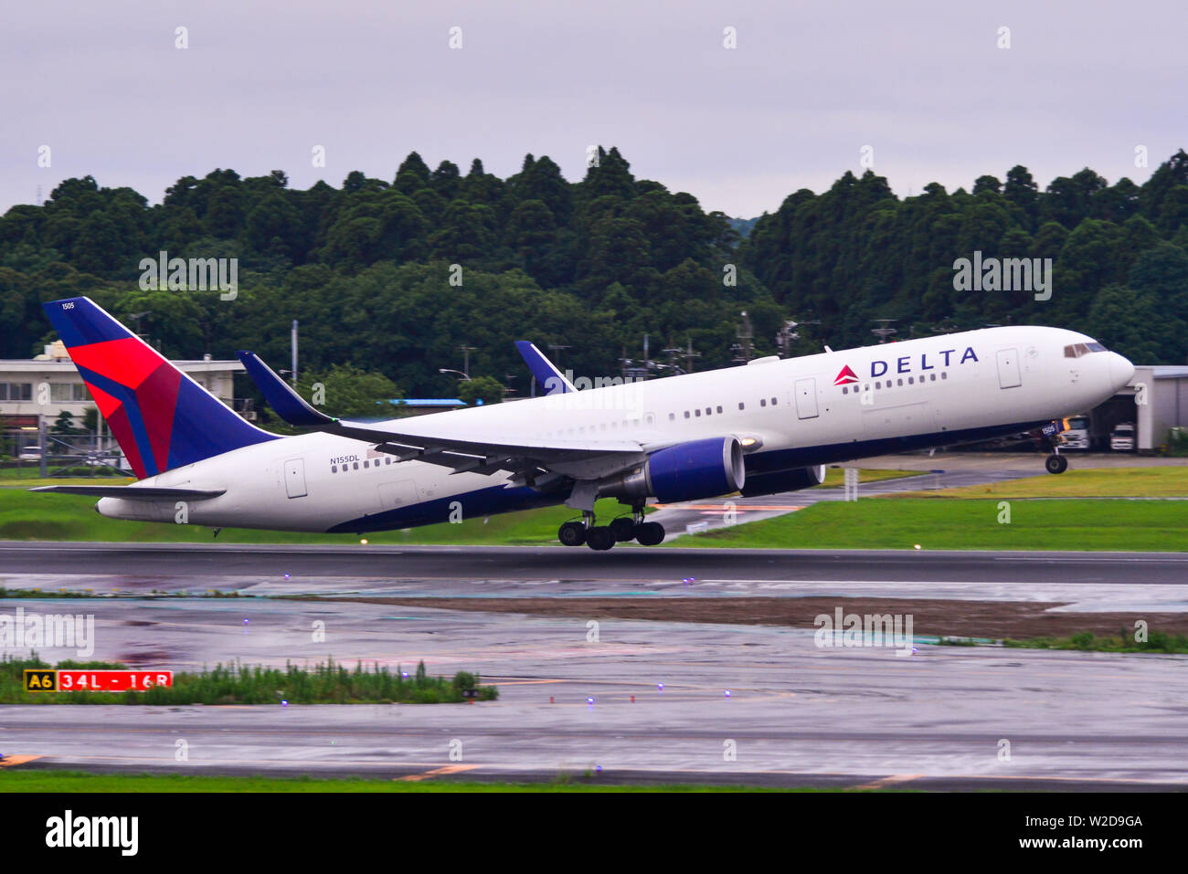 Tokyo, Japan - Jul 4, 2019. N155DL Delta Air Lines Boeing 767-300ER ...