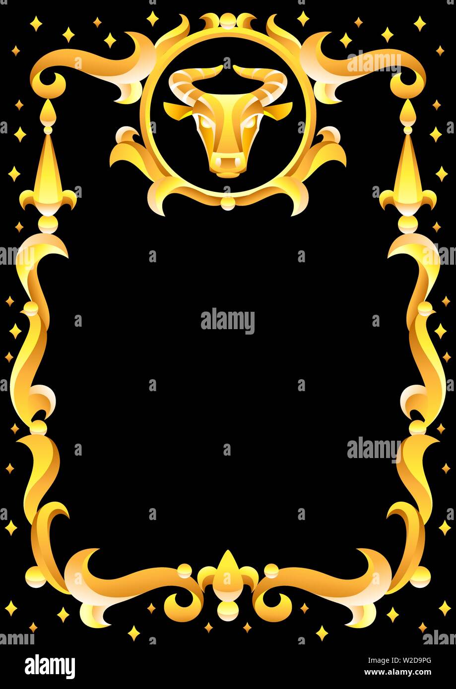 Taurus zodiac sign with golden frame. Horoscope symbol Stock Vector ...