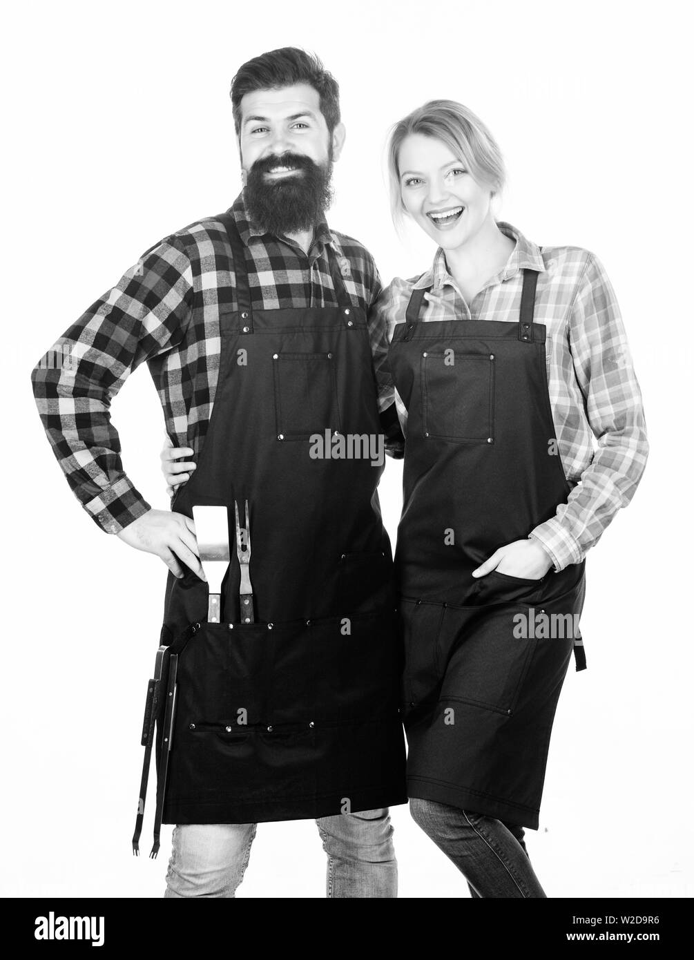 Family cooking bbq in Black and White Stock Photos & Images - Alamy