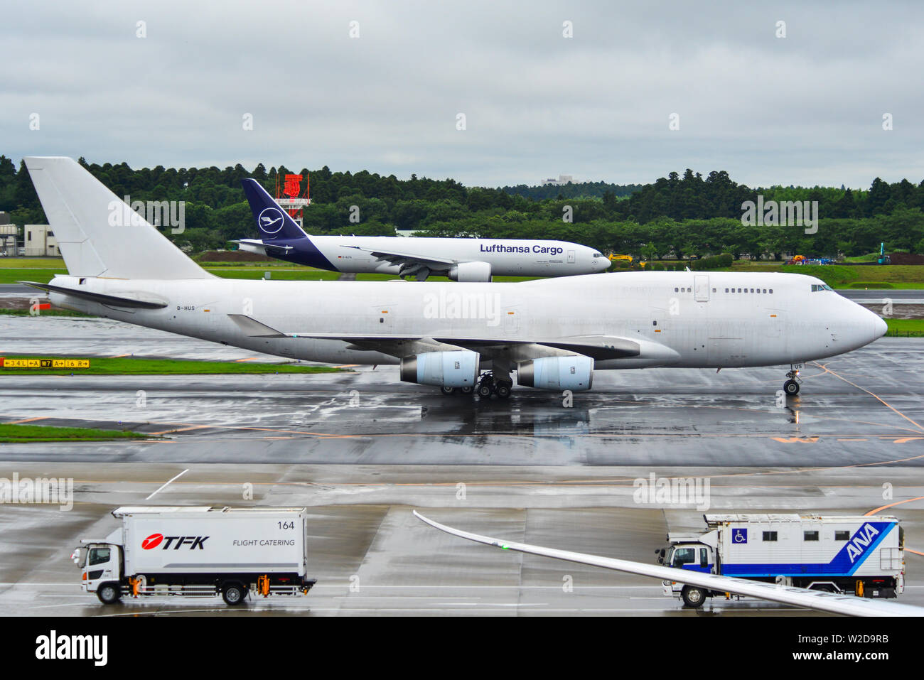 Tokyo, Japan - Jul 4, 2019. B-HUS Cathay Pacific Boeing 747-400F ...