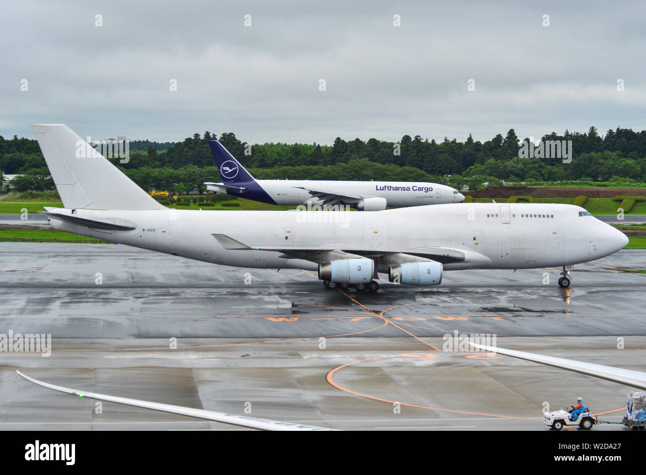Tokyo, Japan - Jul 4, 2019. B-HUS Cathay Pacific Boeing 747-400F ...
