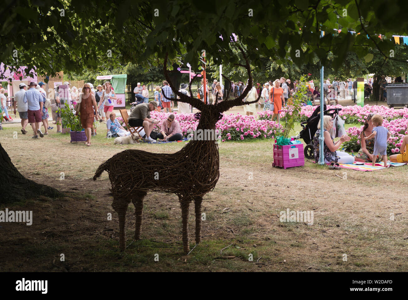 Wicker Reindeer at the Hampton Court Palace Festival in summer Stock ...