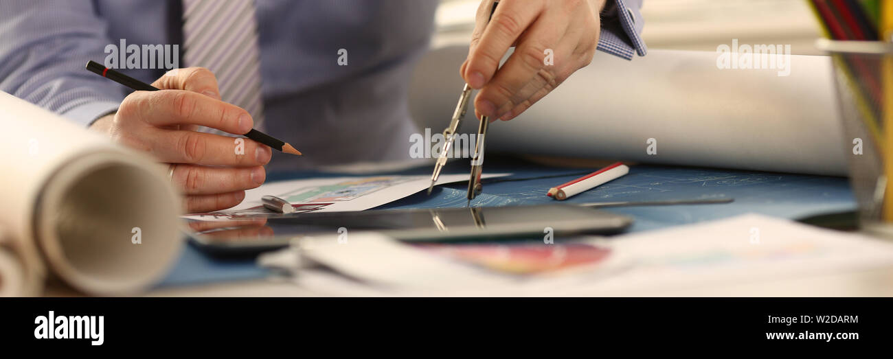 Professional Architect Drafting Building Project Stock Photo - Alamy