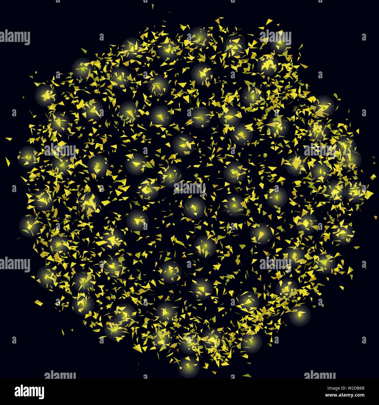 Exploded sphere of many yellow triangles. Vector illustration Stock ...