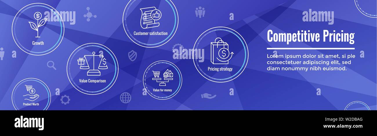 Competitive Pricing Icon Set w Growth, Profitability, and Worth Stock ...