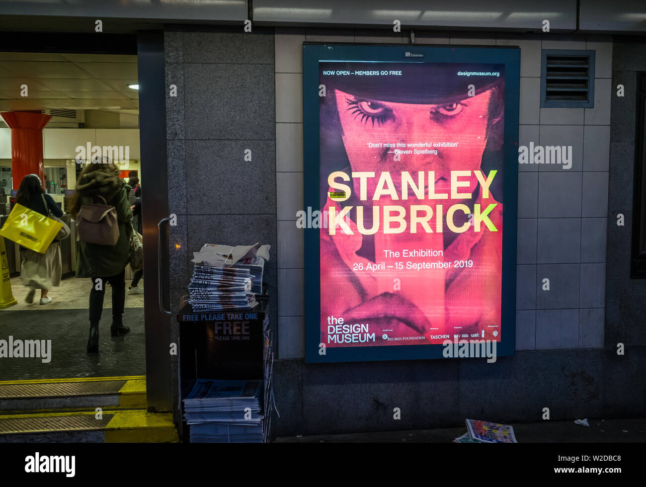 London, UK / - May 9th 2019: Illuminated poster advertising the Stanley ...