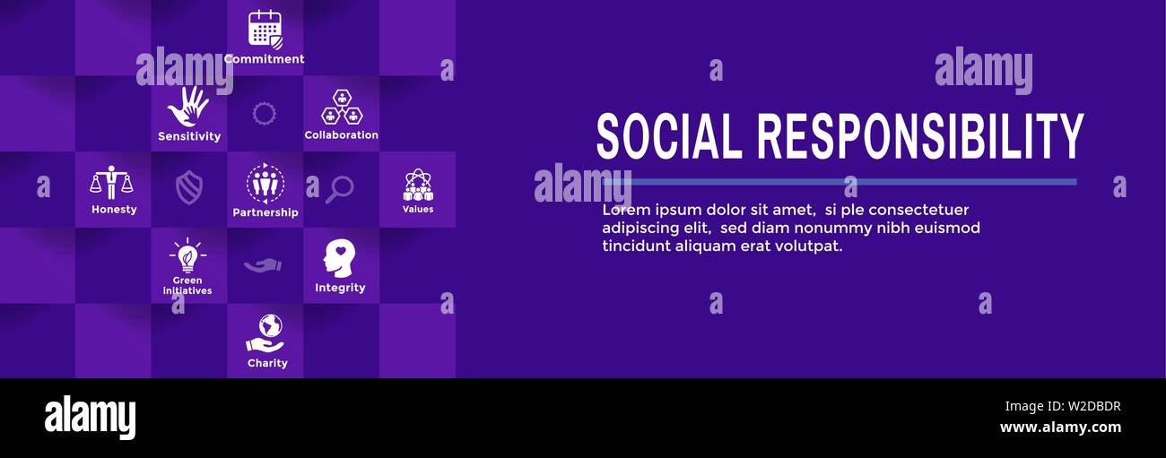 Social Responsibility Plus Icon Set & Web Header Banner Stock Vector ...