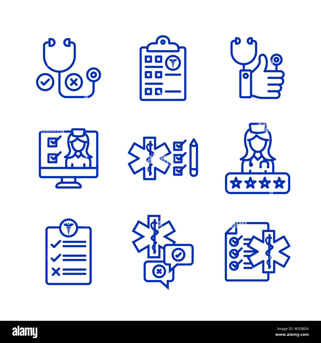 Patient Satisfaction Icon Set w patient experiene, rating, and stars ...