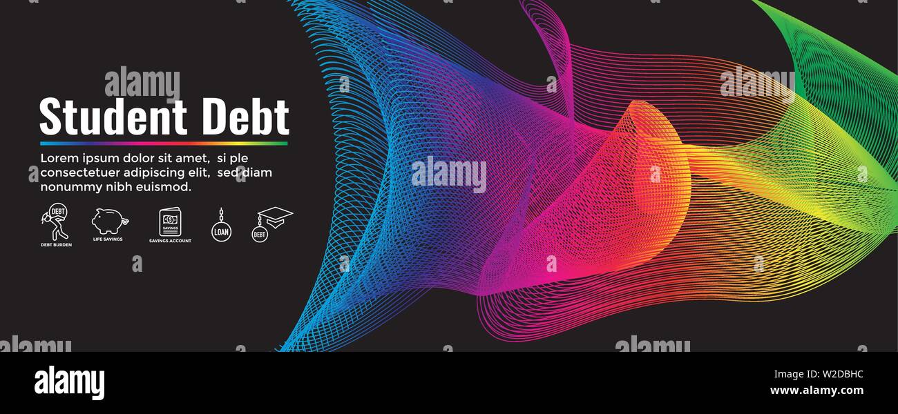 Student Debt and Loan Icon Set and Web Header Banner Stock Vector Image ...
