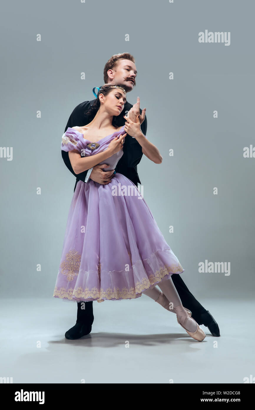 Absolute trust. Beautiful contemporary ballroom dancers isolated on ...