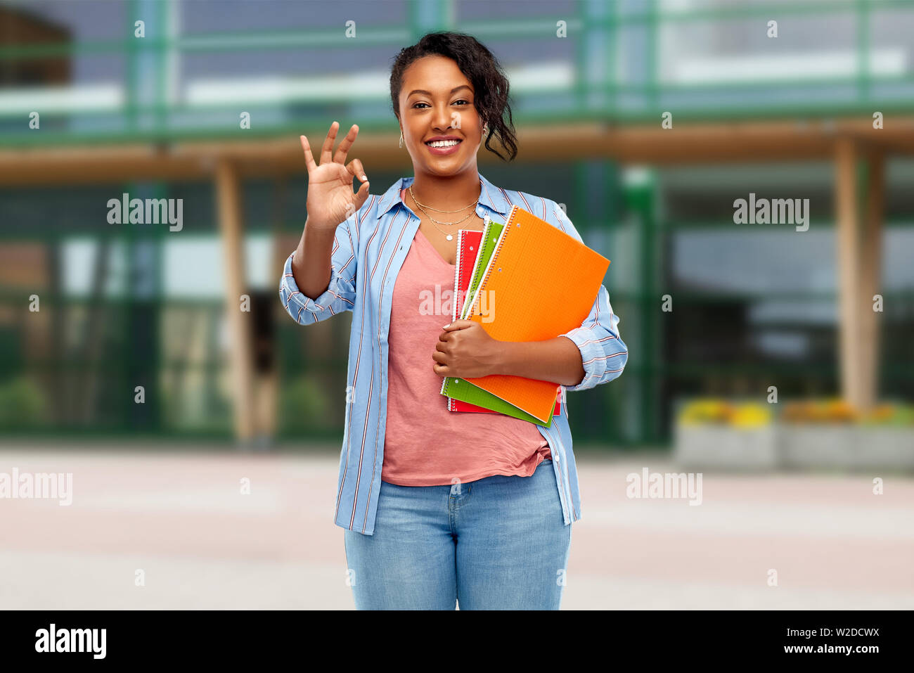 african american student woman with notebooks Stock Photo - Alamy