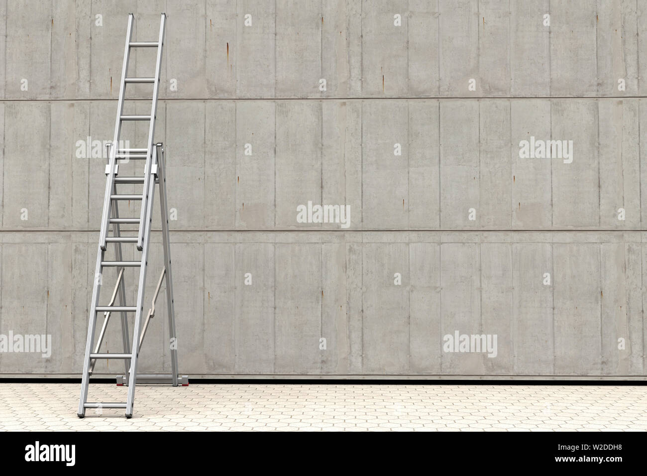 3D rendering of a portable ladder against a concrete wall Stock Photo ...