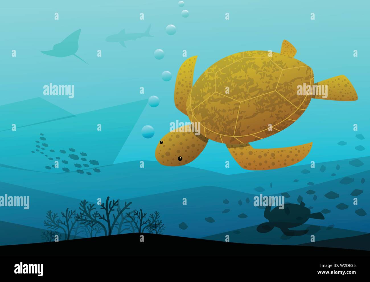 Aquatic turtle swimming in Stock Vector Images - Alamy