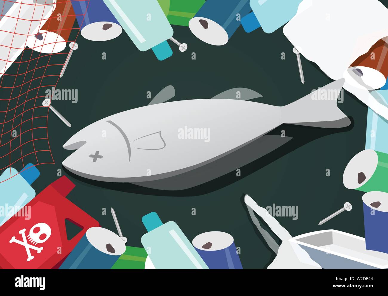 Cartoon Dead Fish In Water