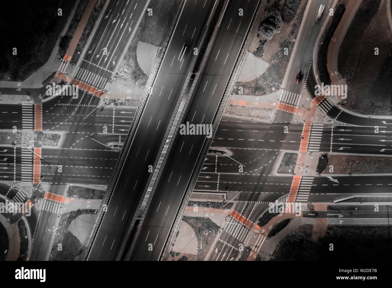 Road beautiful Aerial View of Busy Intersection , top view , Europe at ...