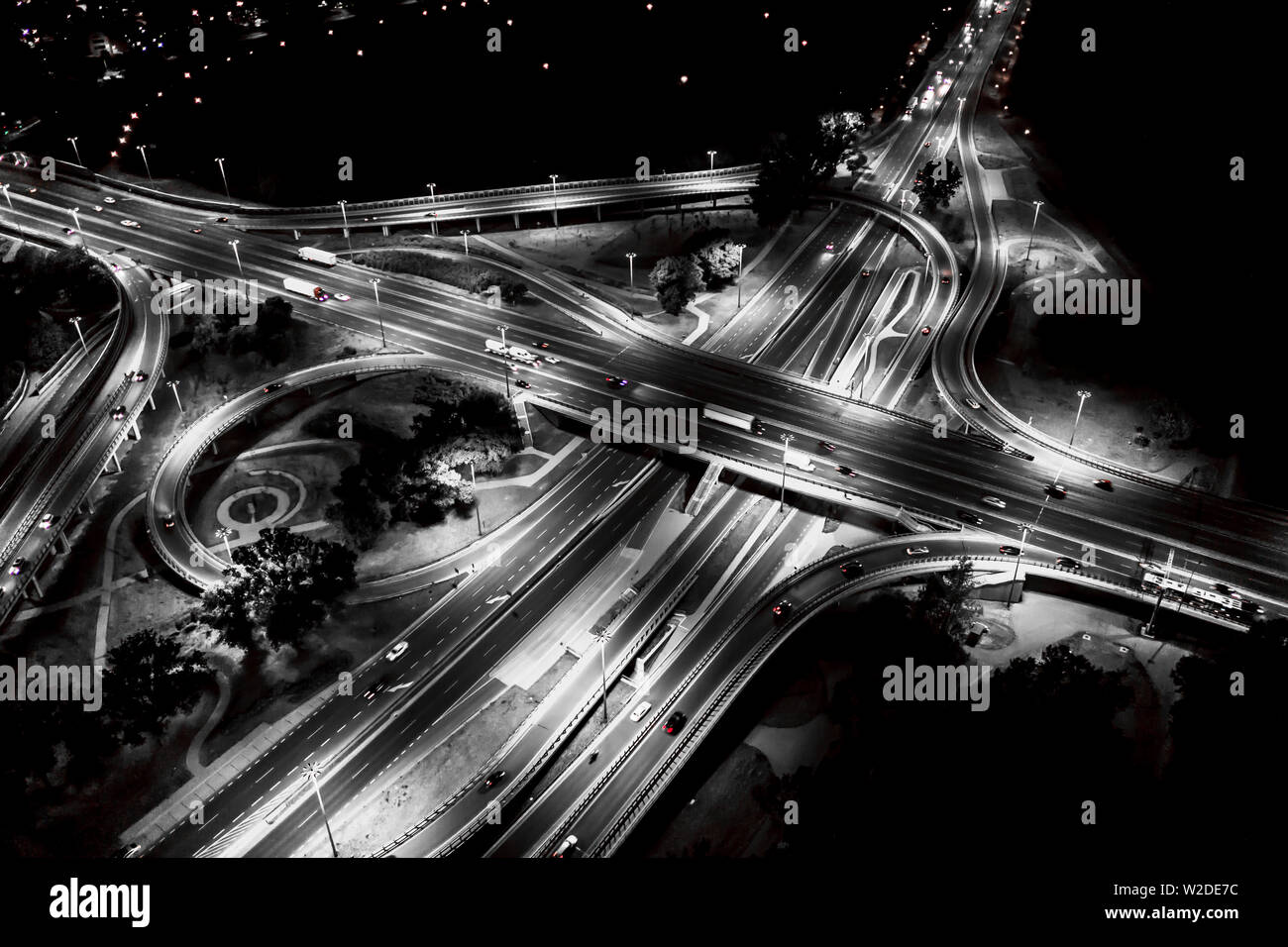 City interchange closeup at night , beautiful transport infrastructure ...