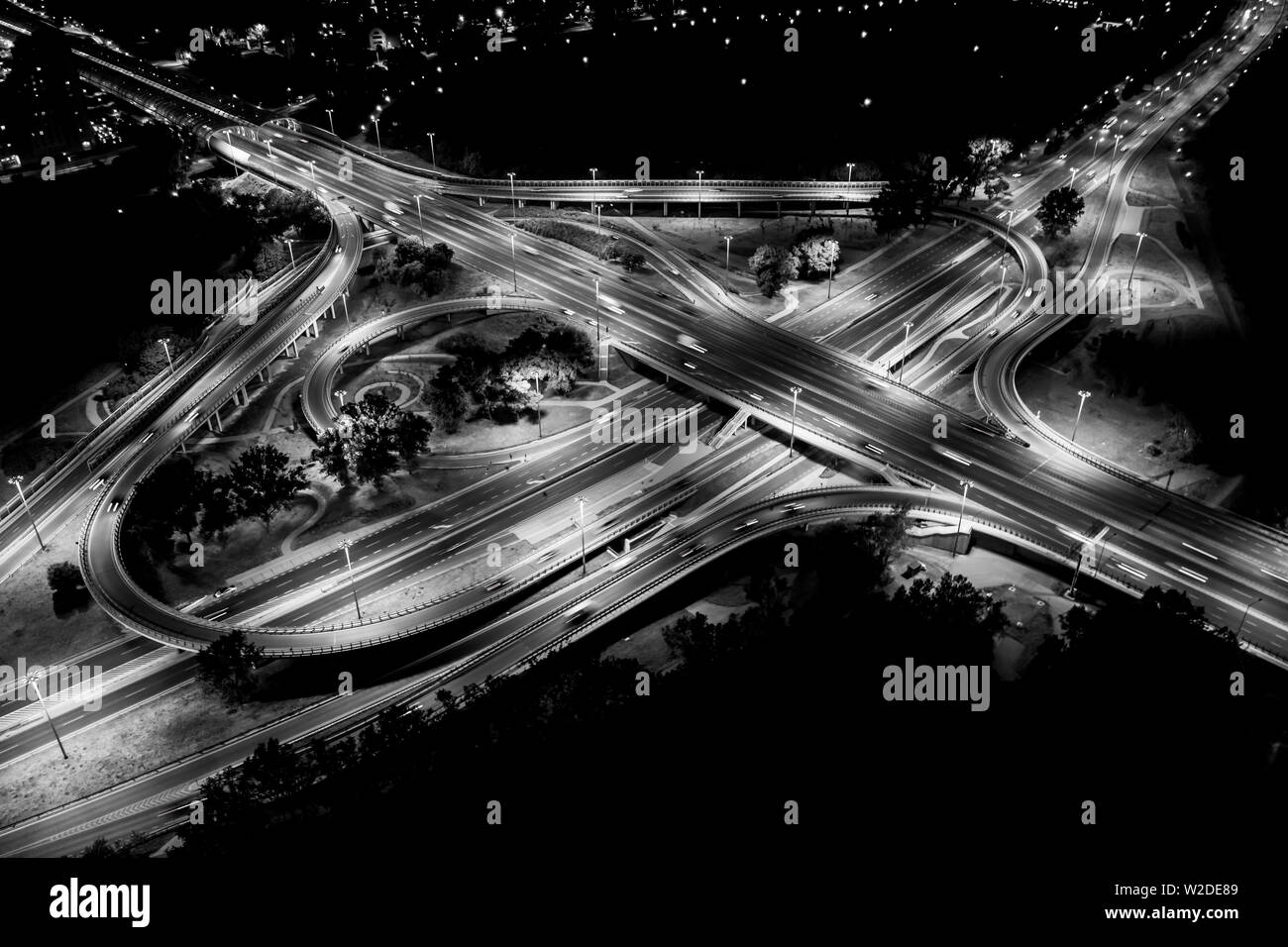 City interchange closeup at night , beautiful transport infrastructure ...