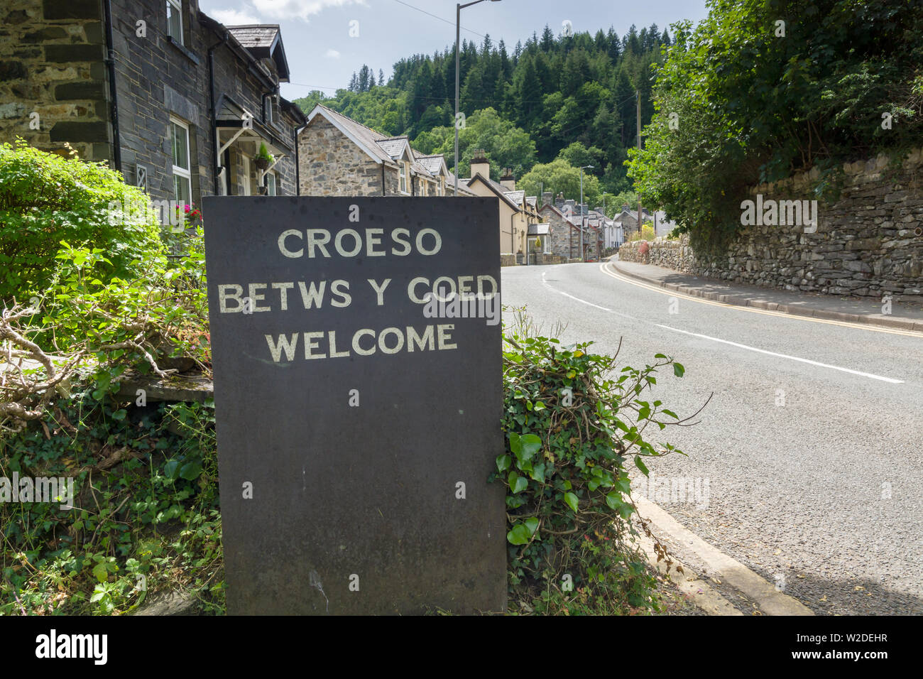 Welsh tourist information sign in Betws-y-Coed North Wales welcoming ...