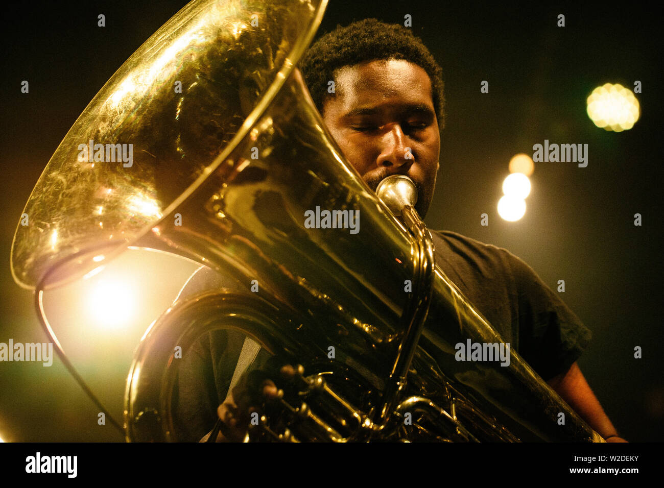 Roskilde, Denmark. July 06th, 2019. The British jazz group Sons of ...