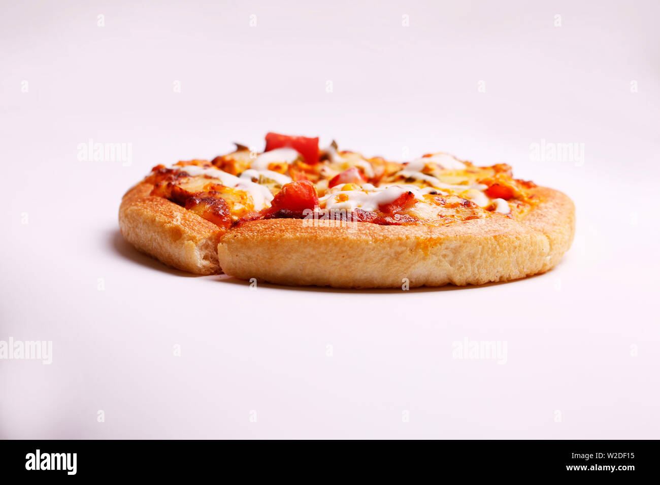 hand holding slice pizza isolate on white background Stock Photo - Alamy