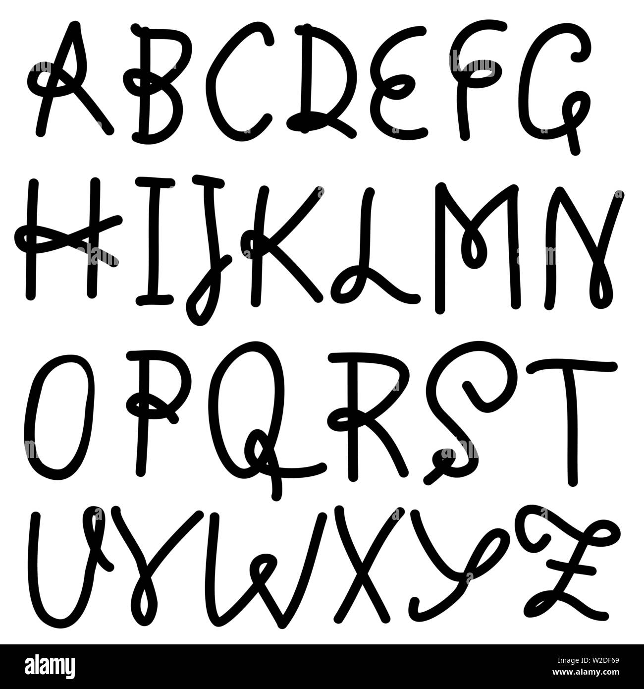 Simple double alphabet. Modern curly font. Vector illustration Stock ...