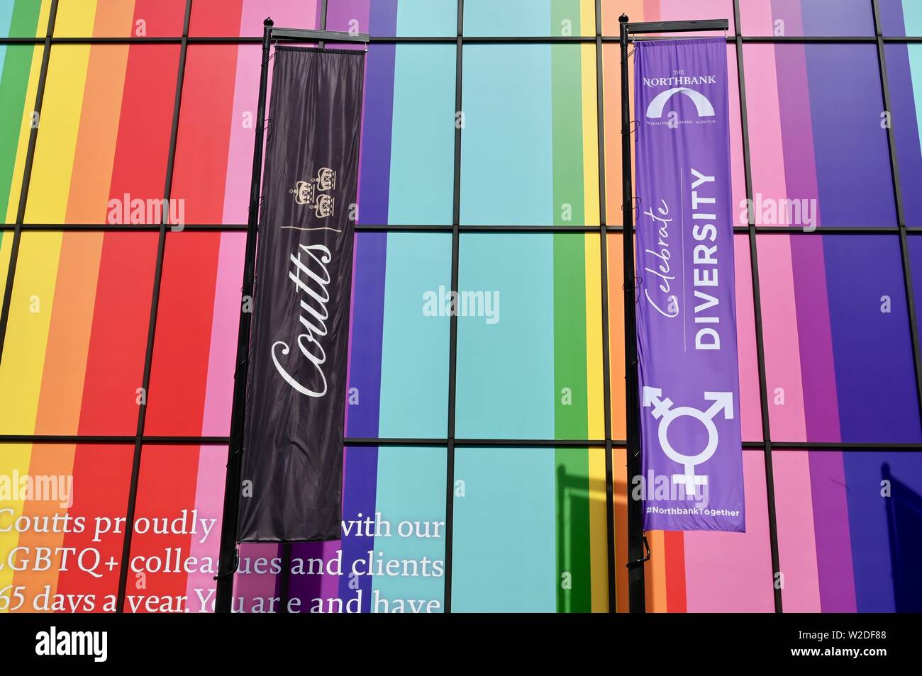 Window Graphics, Celebrating Pride, Coutts Bank, The Strand, London. UK ...