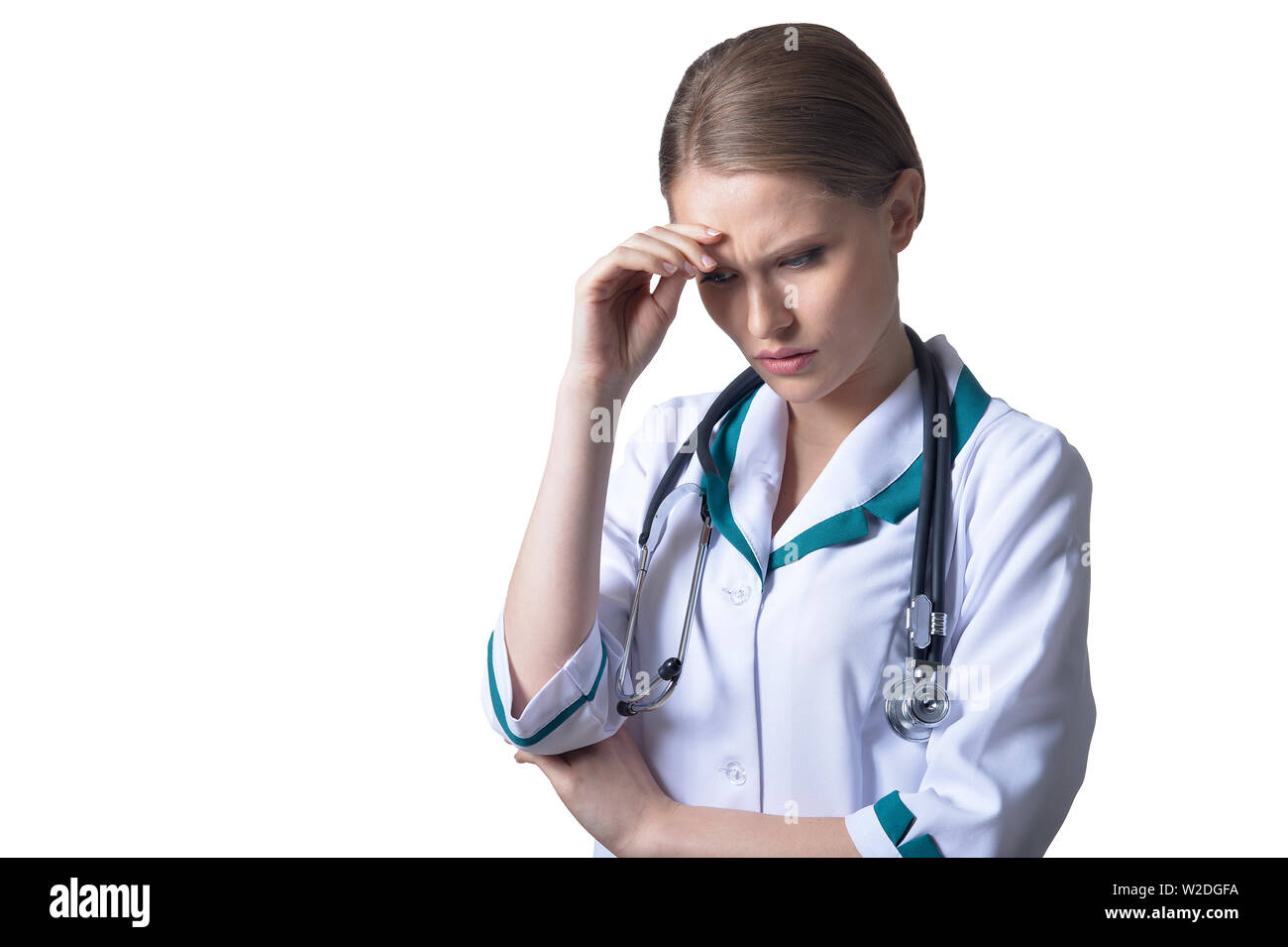Portrait of angry female doctor isolated on white background Stock ...