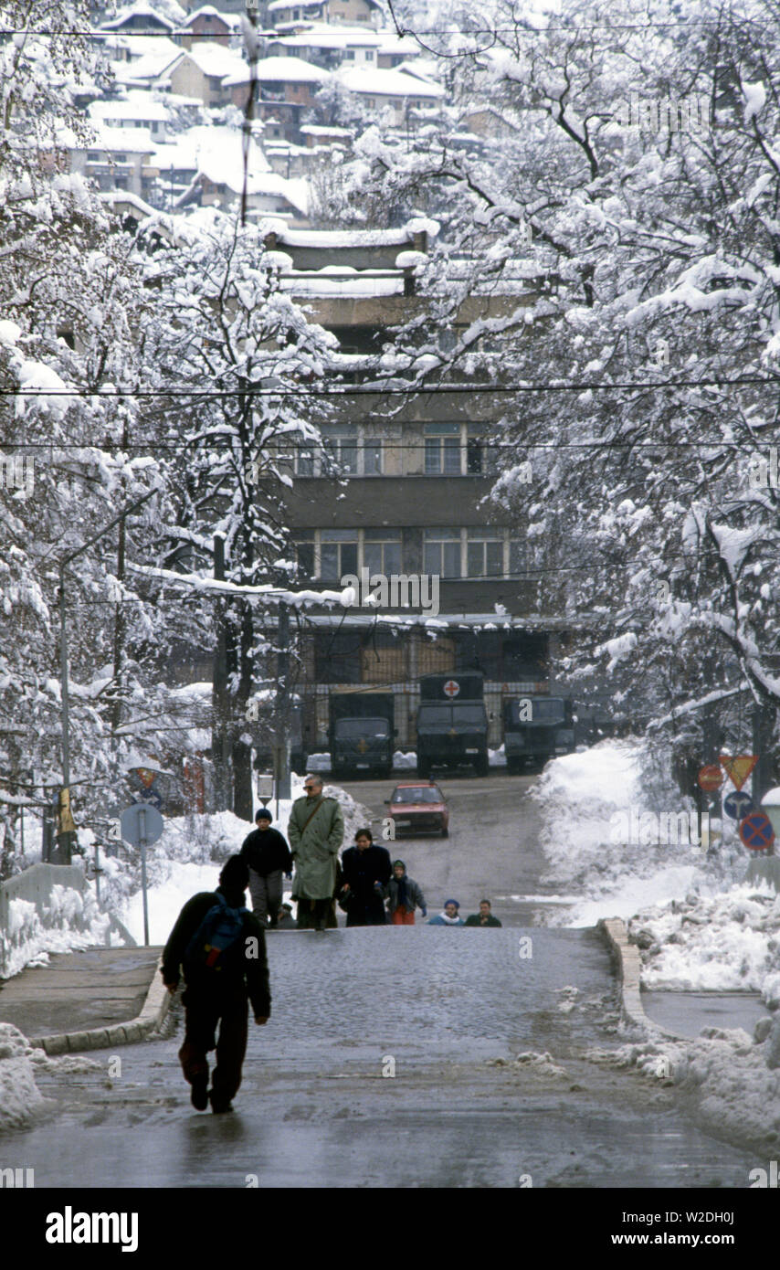 28th March 1993 During the Siege of Sarajevo: the view south across the ...