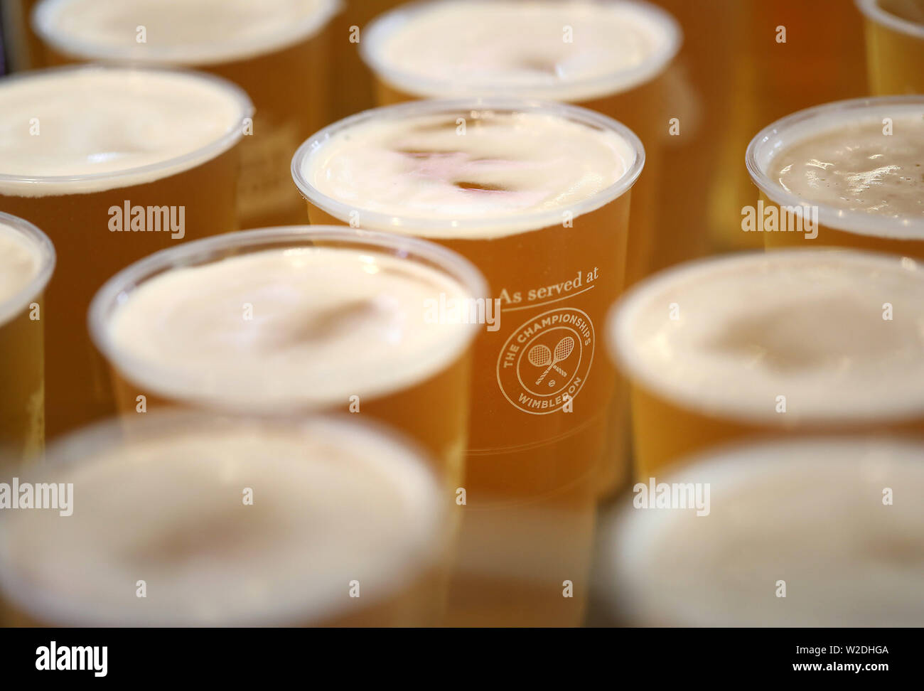 Pints of Stella Artois waiting to be served on day seven of the ...