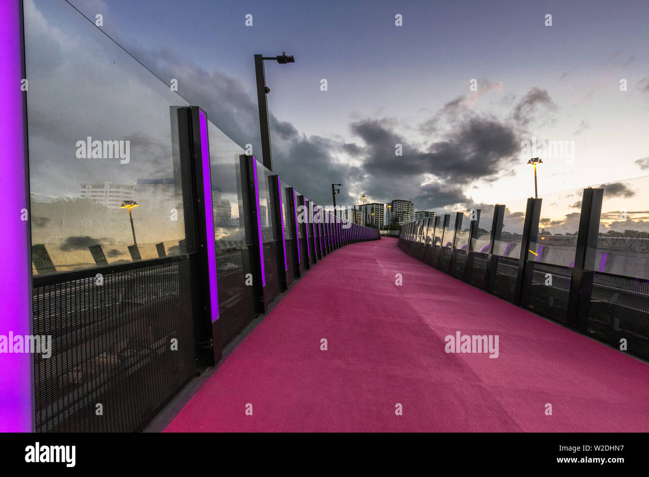 Auckland New Zealand transport at night including the new raised bike ...