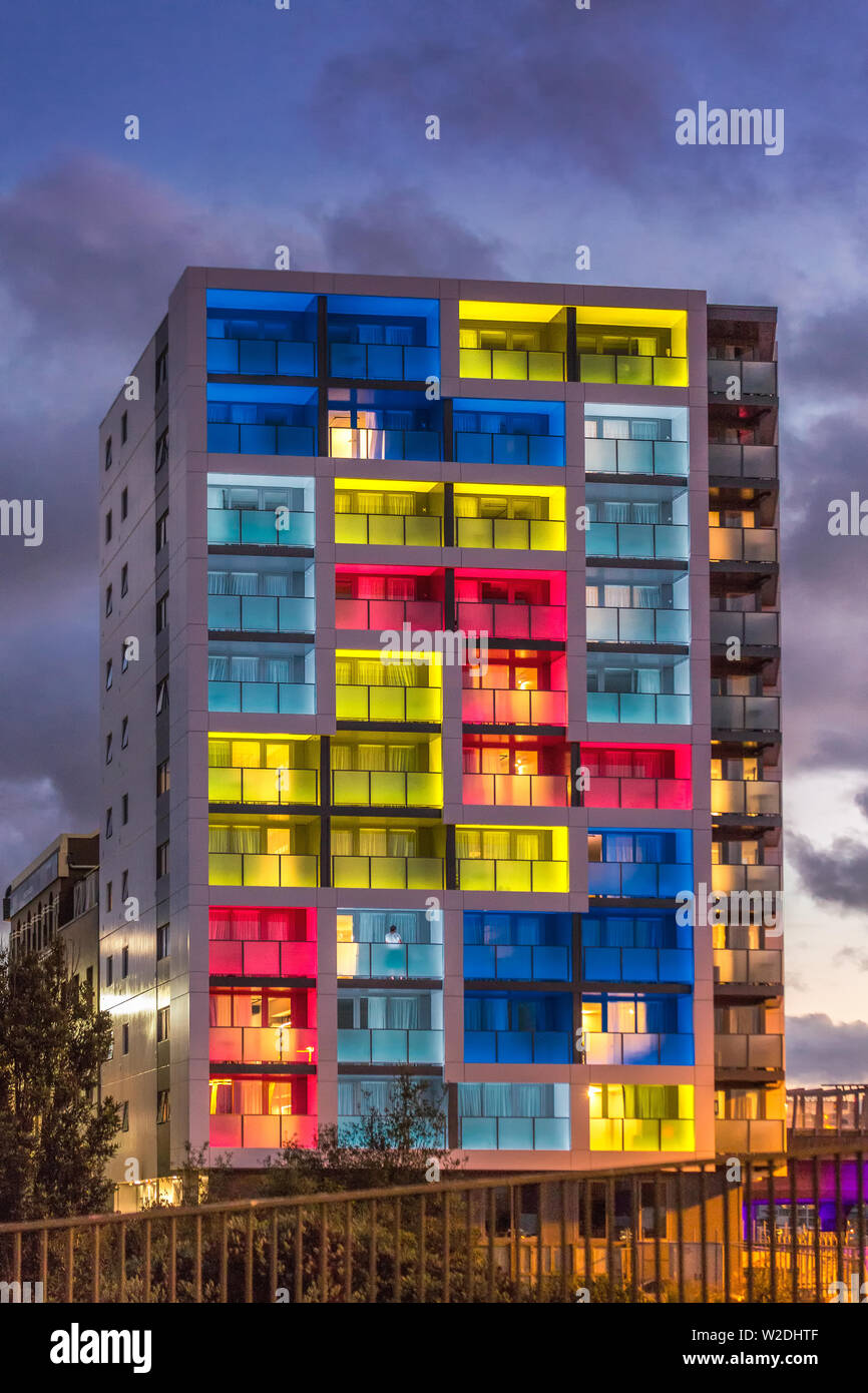 Multi colored building at Auckland, New Zealand Stock Photo - Alamy