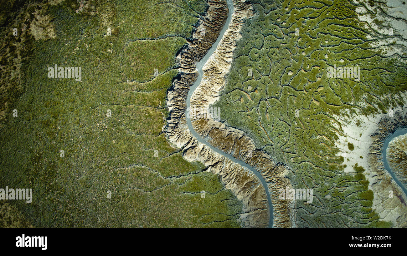 Aerial view of the bay of Le Mont Saint-Michel (St Michael’s Mount), in ...