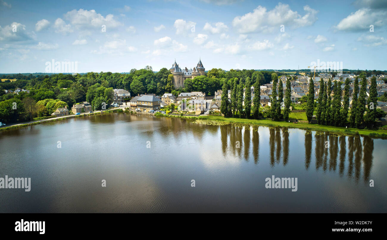 Combourg (Brittany, north-western France): aerial view of the “Lac ...