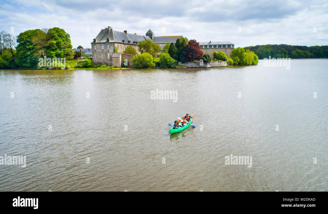Paimpont (Brittany, north-western France): aerial view of the pond and ...