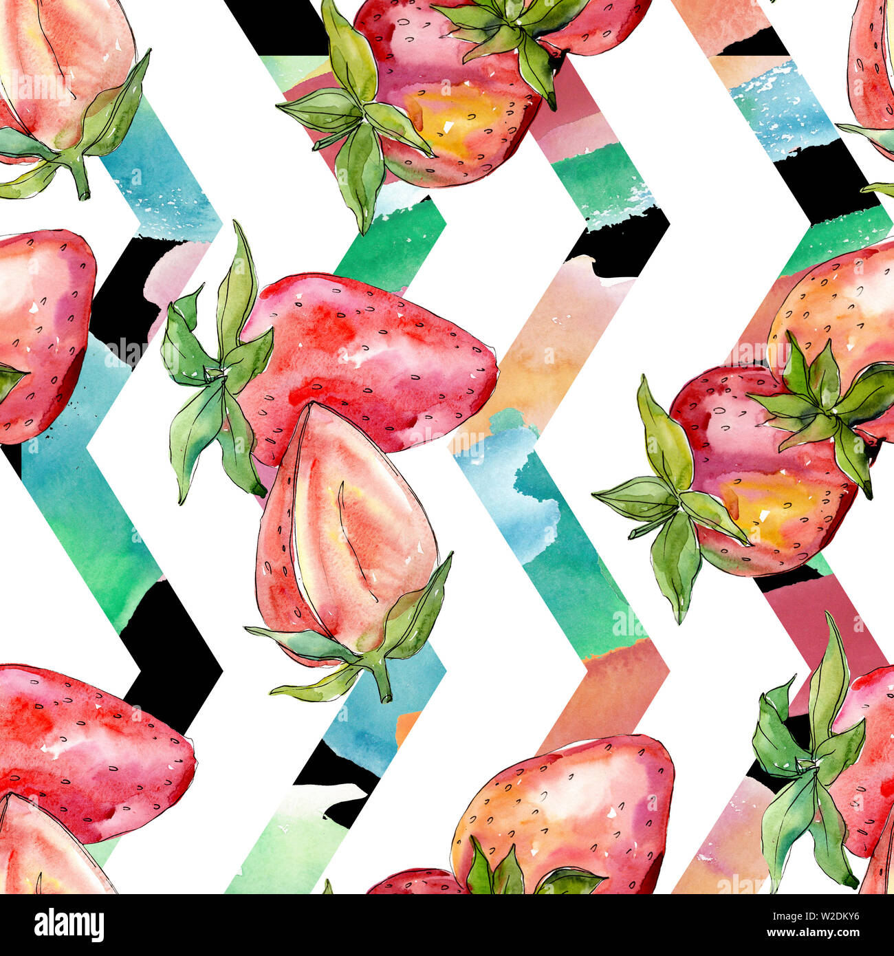 Strawberry healthy food fresh berry. Watercolor background illustration ...