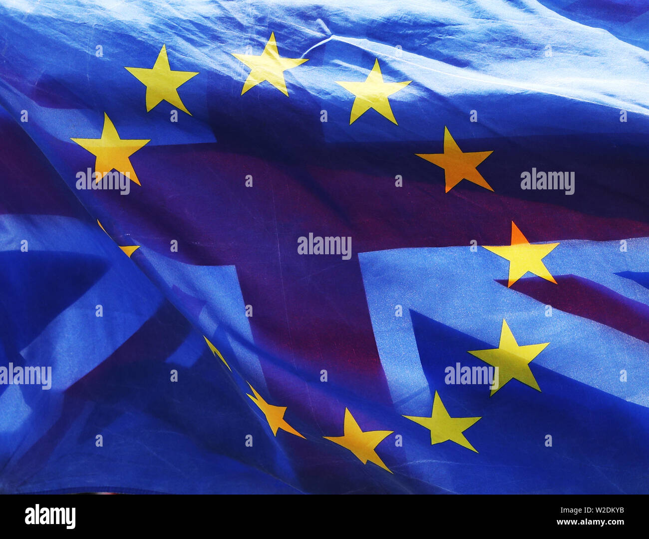 Flags of the European Union and Great Britain fly together on College ...