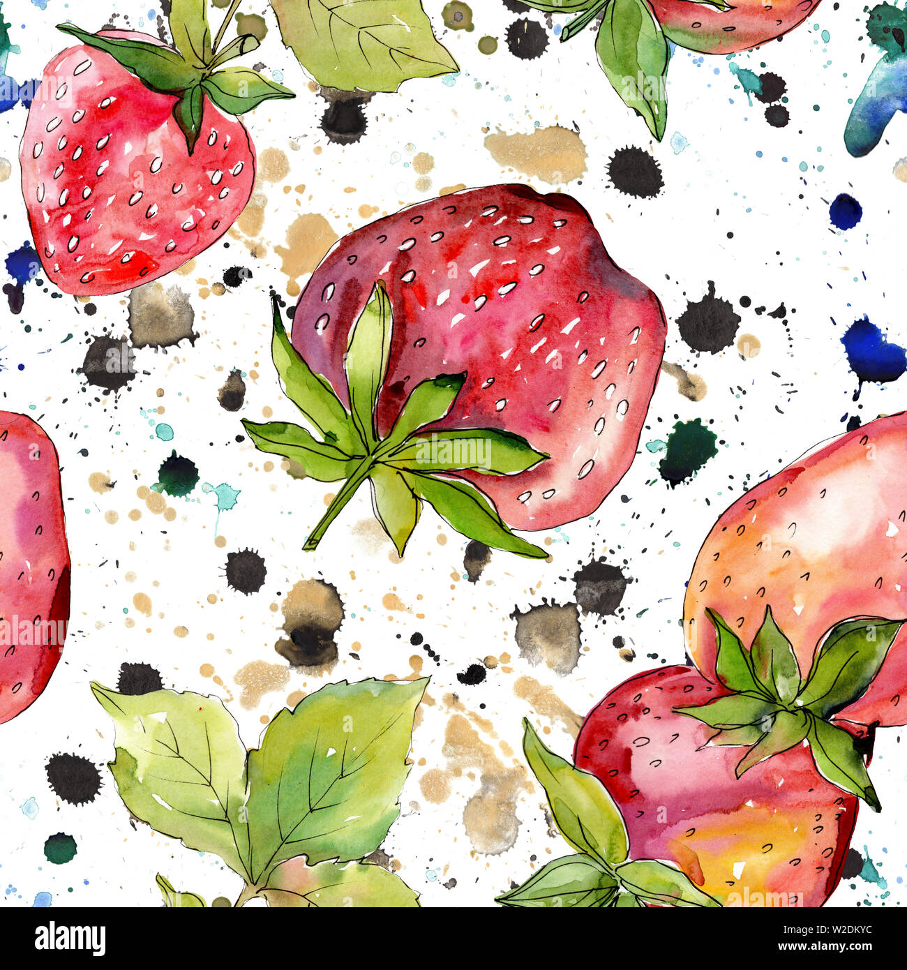 Strawberry healthy food fresh berry. Watercolor background illustration ...