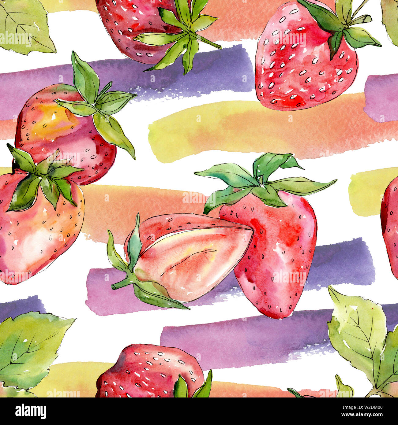 Strawberry healthy food fresh berry. Watercolor background illustration ...