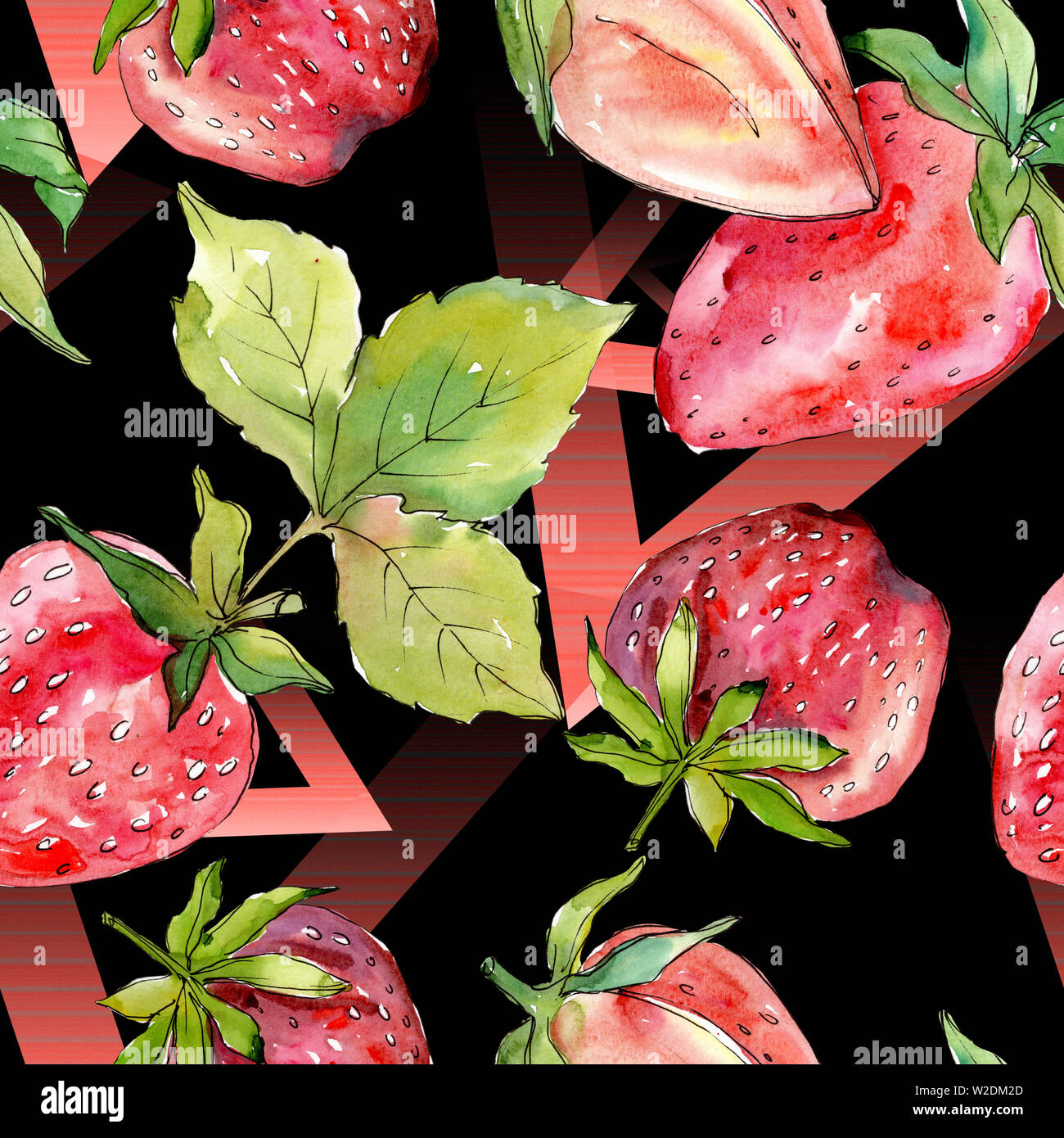 Strawberry healthy food fresh berry. Watercolor background illustration ...