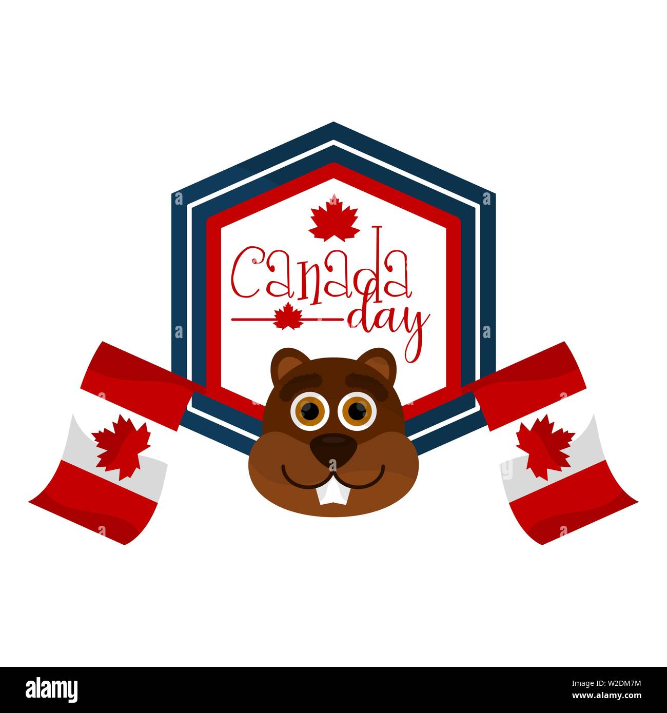Canada day label with text and a beaver avatar - Vector Stock Vector ...
