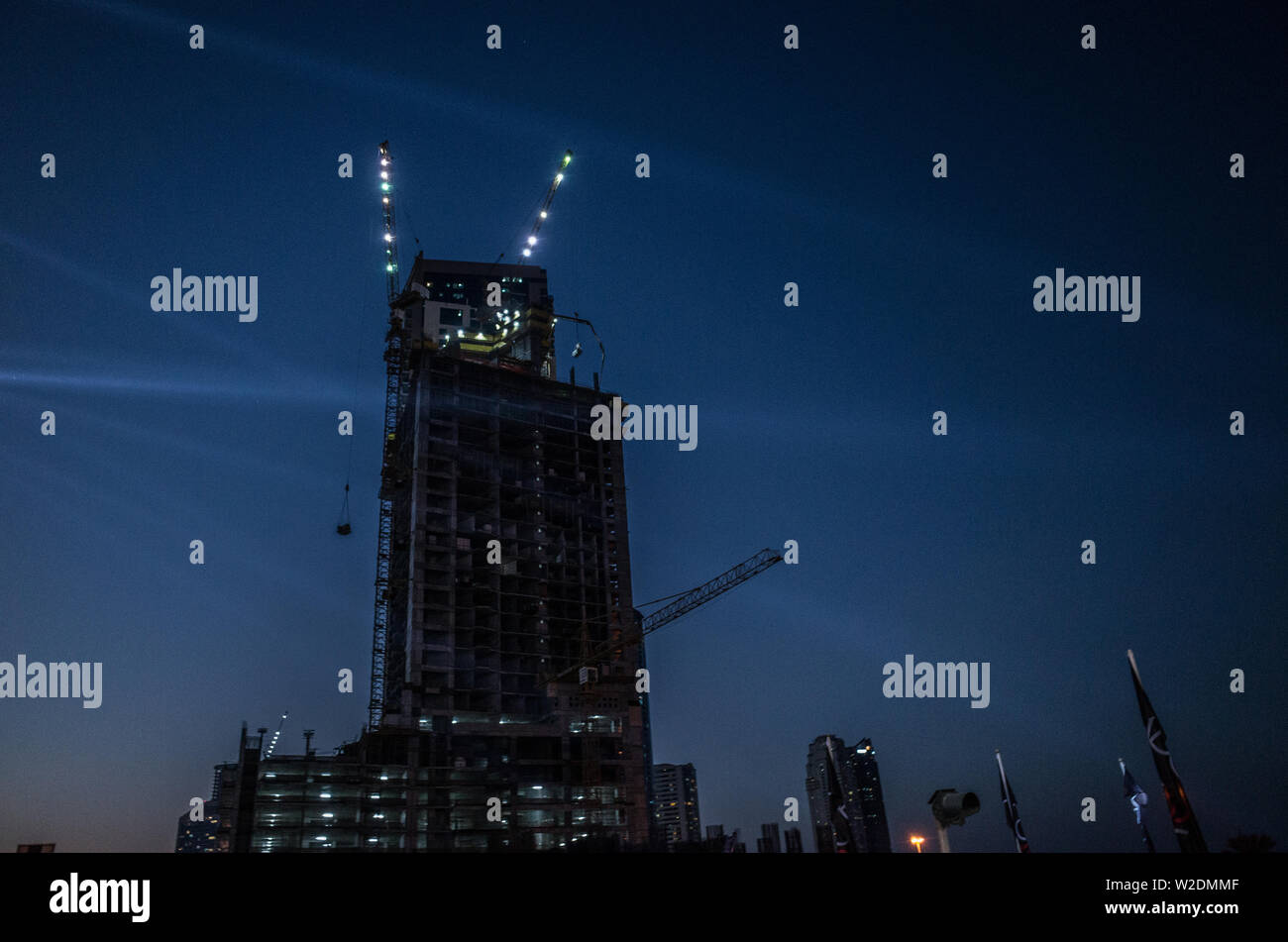 Construction site at night Stock Photo - Alamy