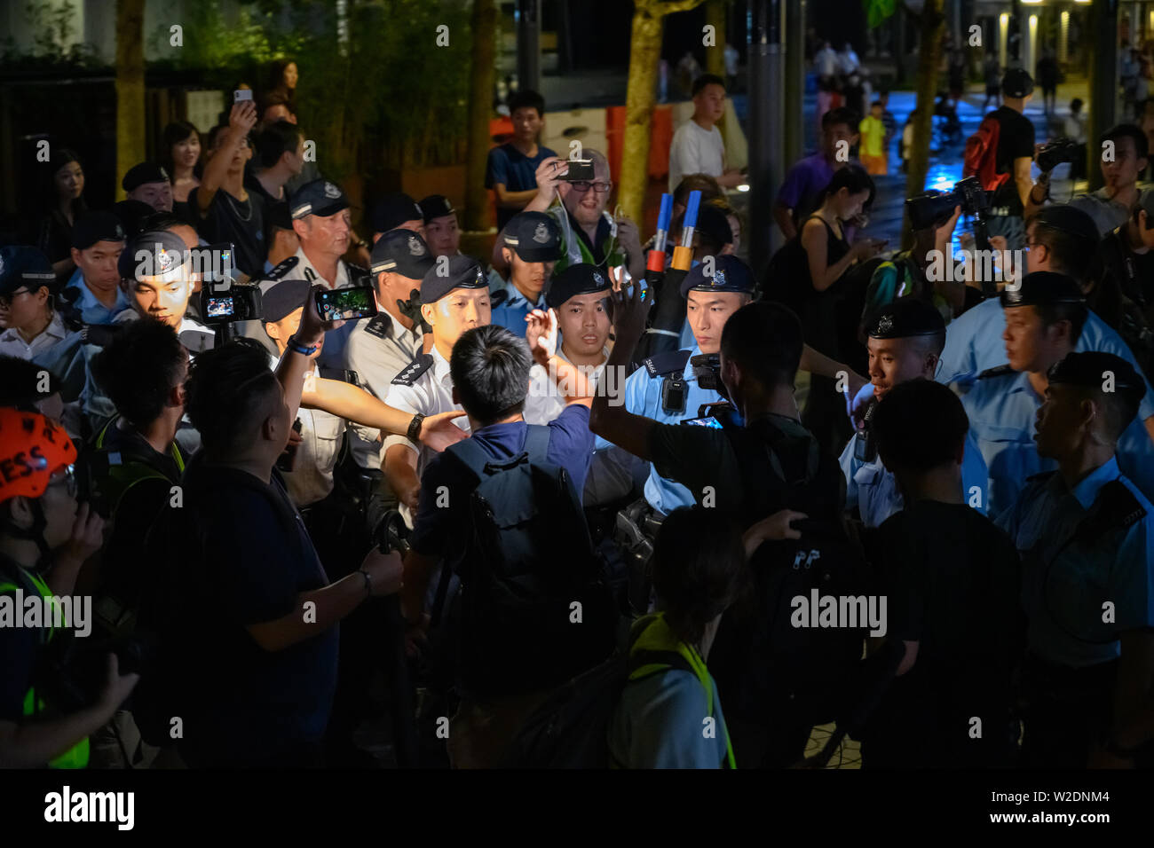 Hong Kong- July 7 2019: Hong Kong anti-extradition protests. People ...