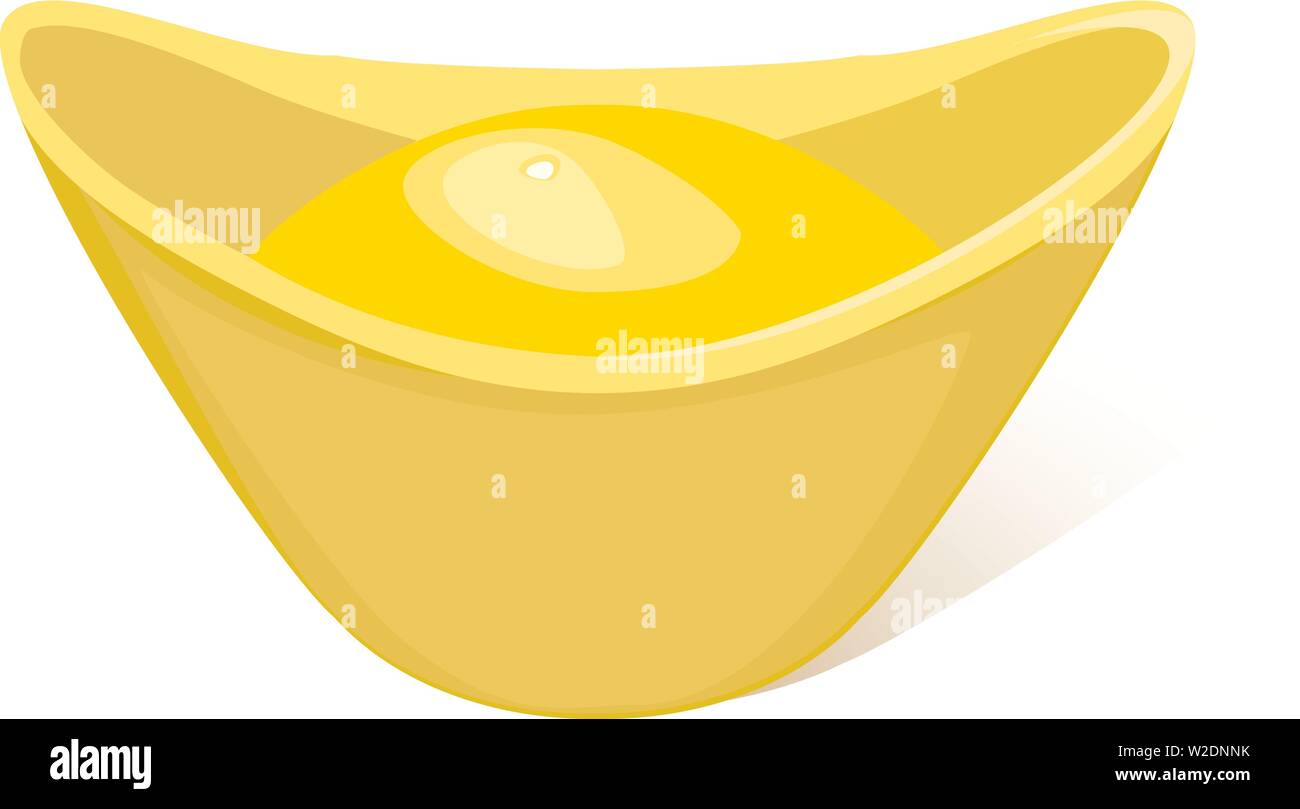 Chinese golden ingot with shadow isolated on white background. Chinese ...