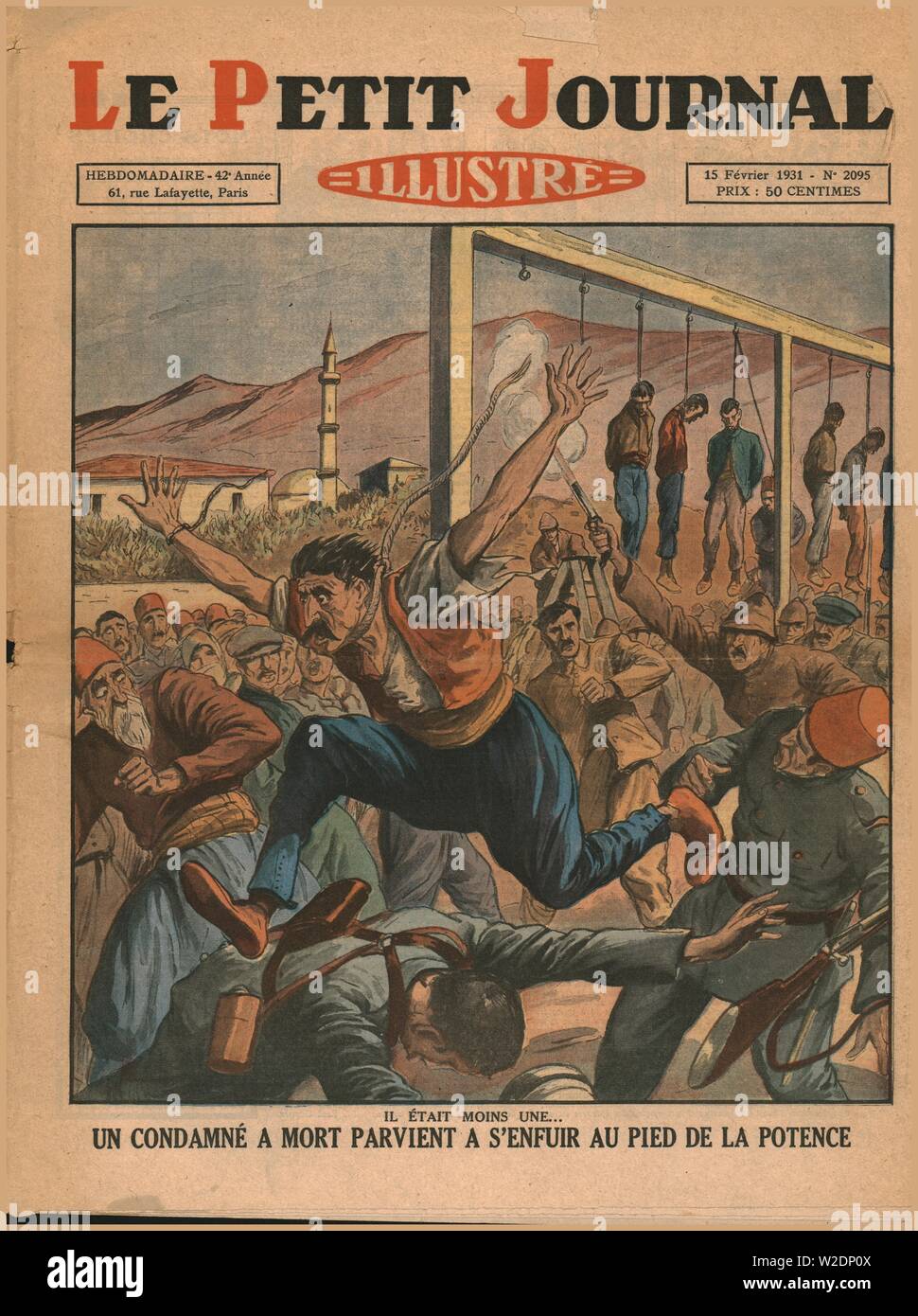 A condemned man escapes from the gallows, 1931. Creator: Unknown Stock ...