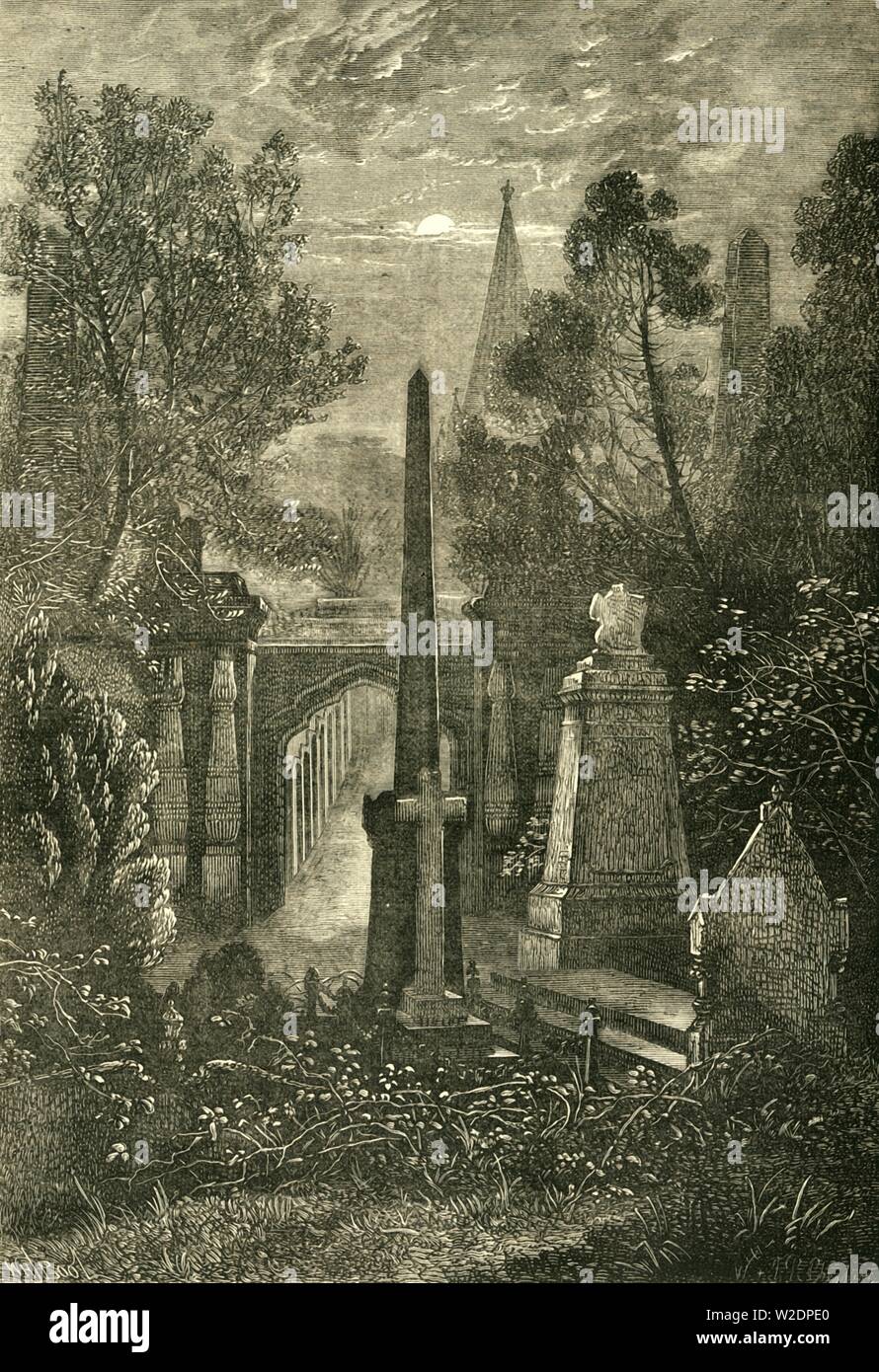'View in Highgate Cemetery', c1876. Creator: Unknown Stock Photo - Alamy