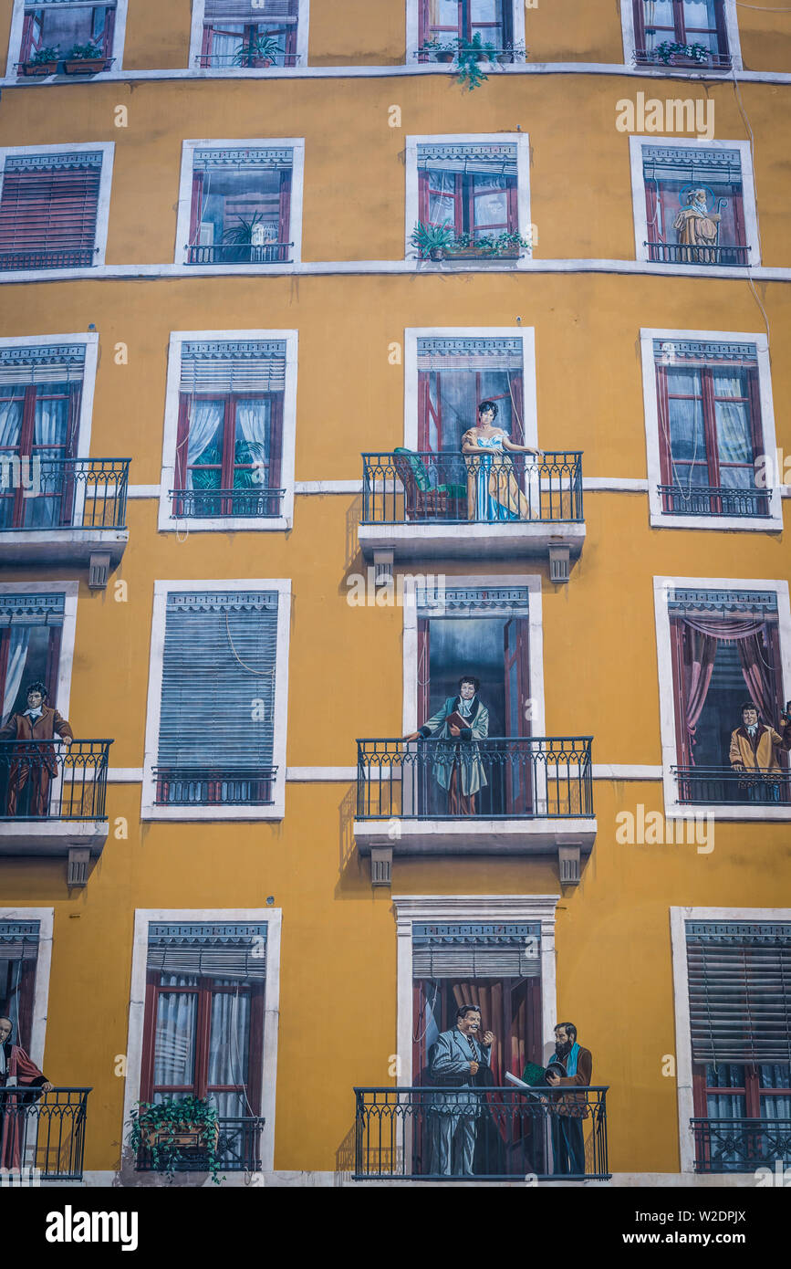 Fresque des Lyonnais, famous trompe-l'oeil painting on the side of a ...