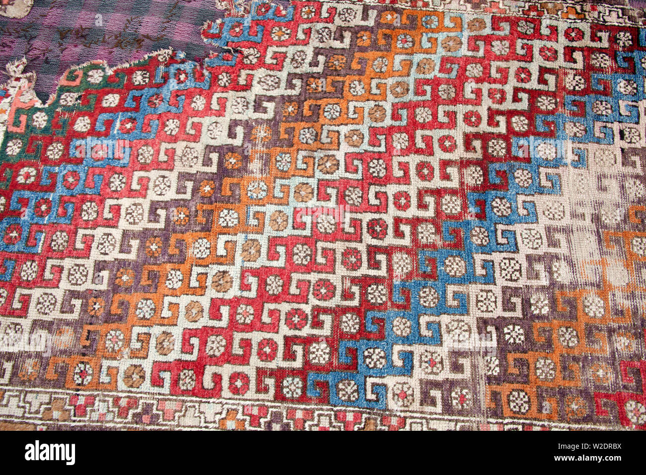 Handmade Old Ancient Turkish Carpet Stock Photo - Alamy